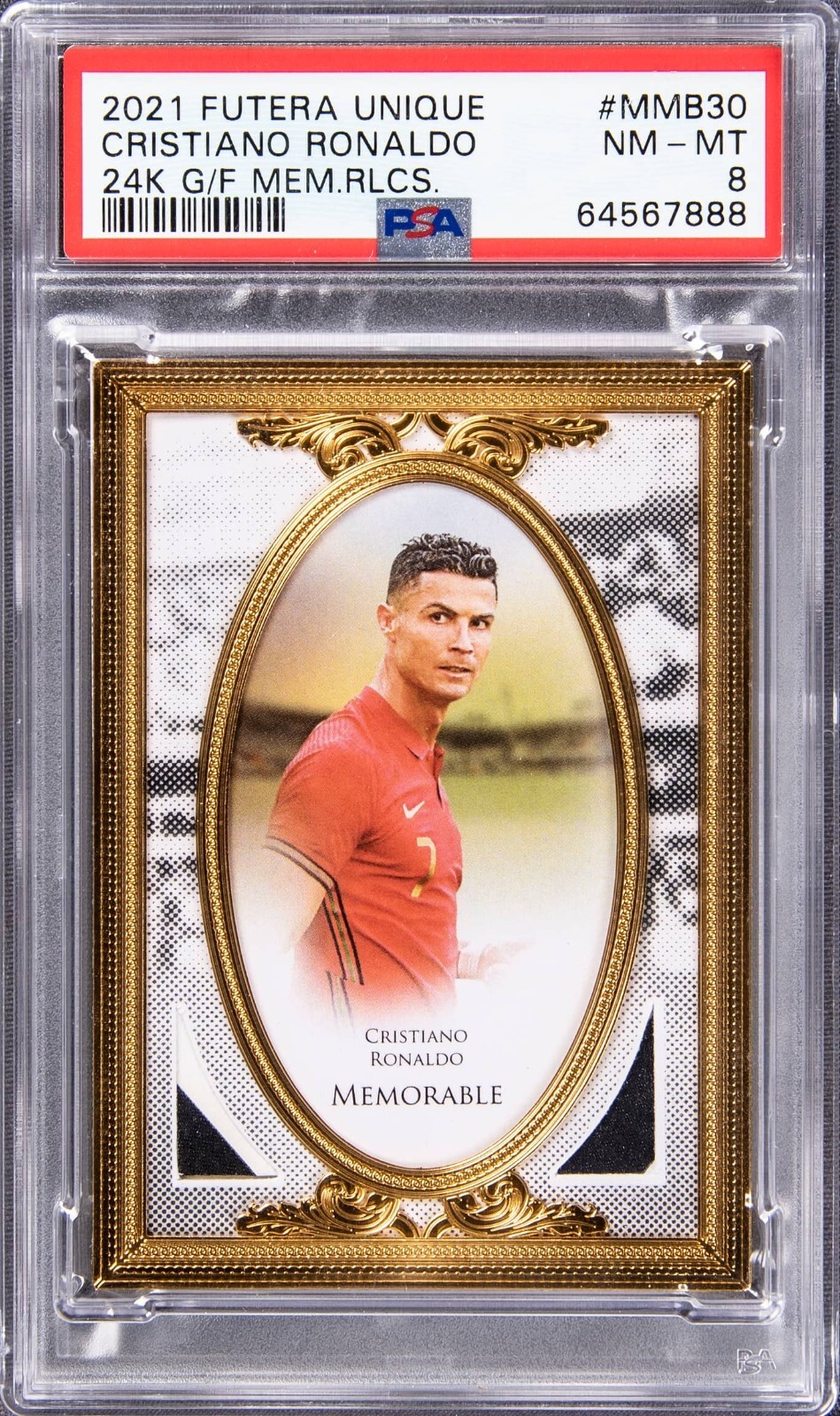 2021 Cristiano Ronaldo 24K Gold Futera Unique Match Worn Card PSA 8 1/1 ...