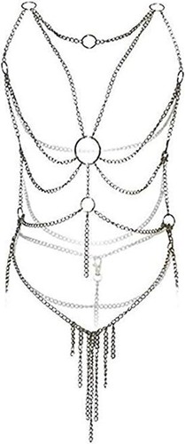 Women's Lingerie Chain Set Cross Enticing Tassel Body Link Harness ...