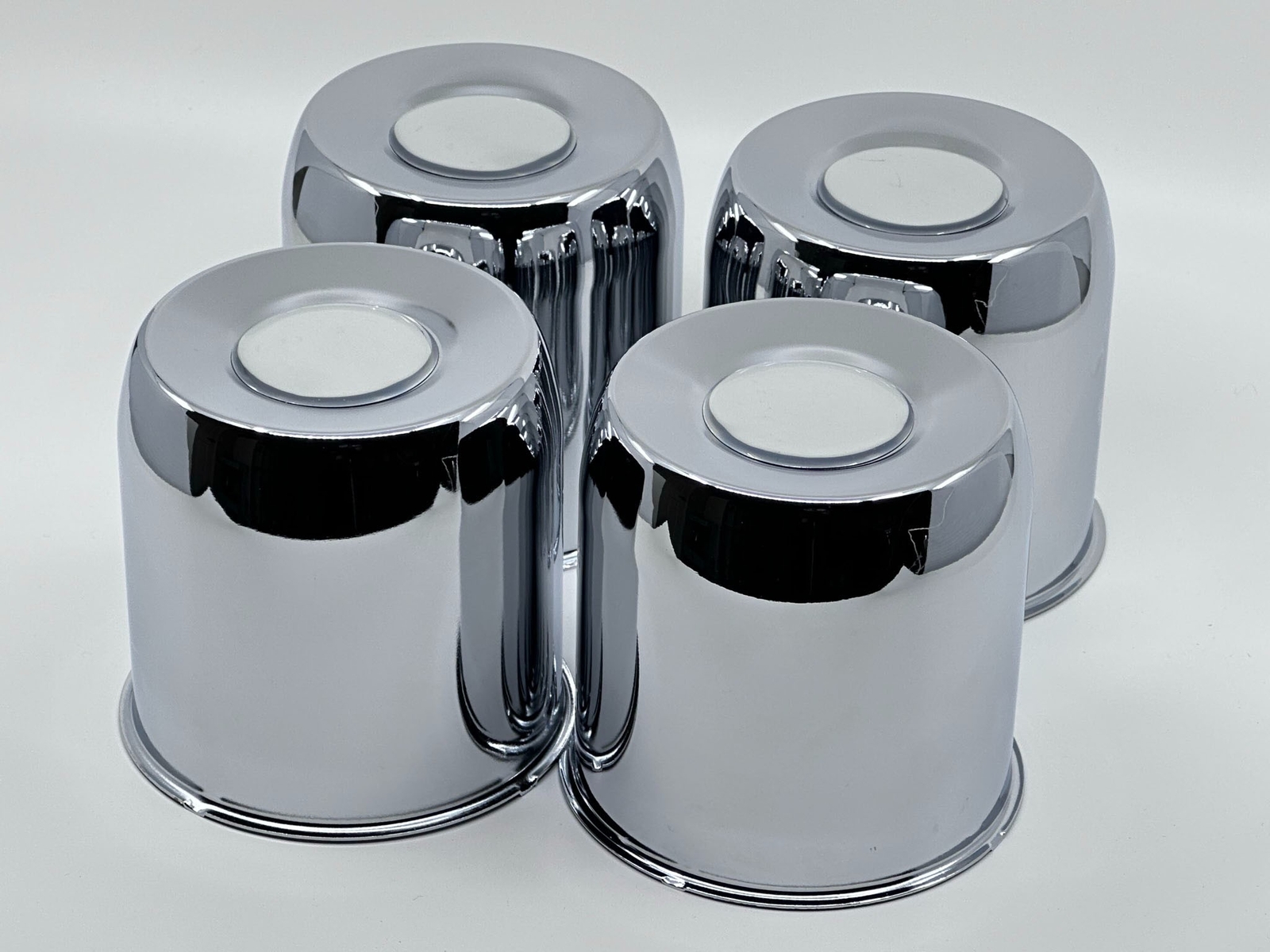 4 Chrome Push Thru Center Caps For 4.25" 6 lug Trailer wheel rims w ...