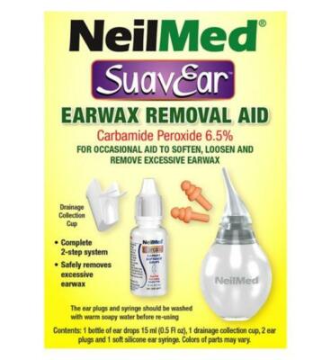 NeilMed SuavEar Ear Wax Removal Kit - Includes Drops, Cup, Ear Plugs ...
