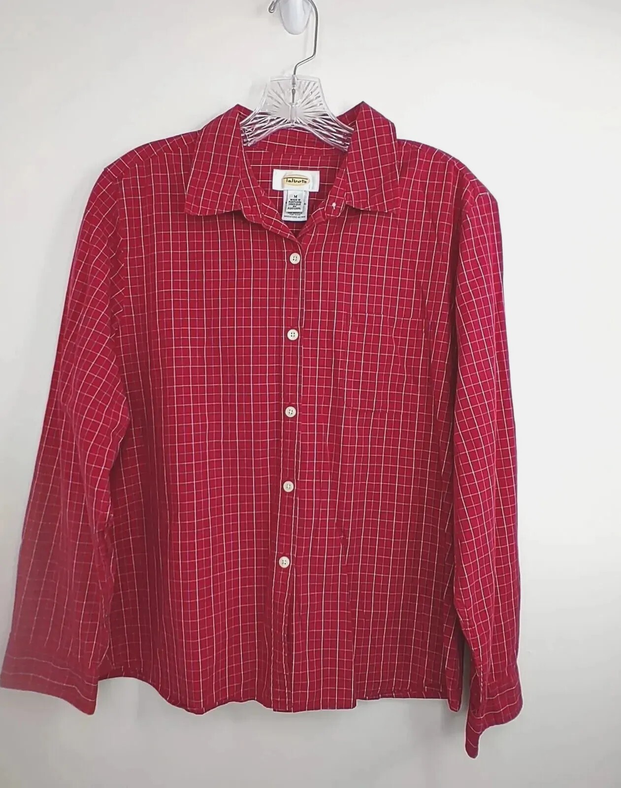 Talbots Women's Medium Red Plaid Button Up Shirt 100% Cotton Casual | eBay