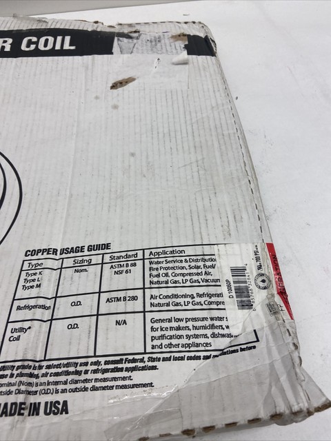 Mueller D 10050p Dehydrated Refrigeration Coil Tube 5/8" OD X 50 FT for ...