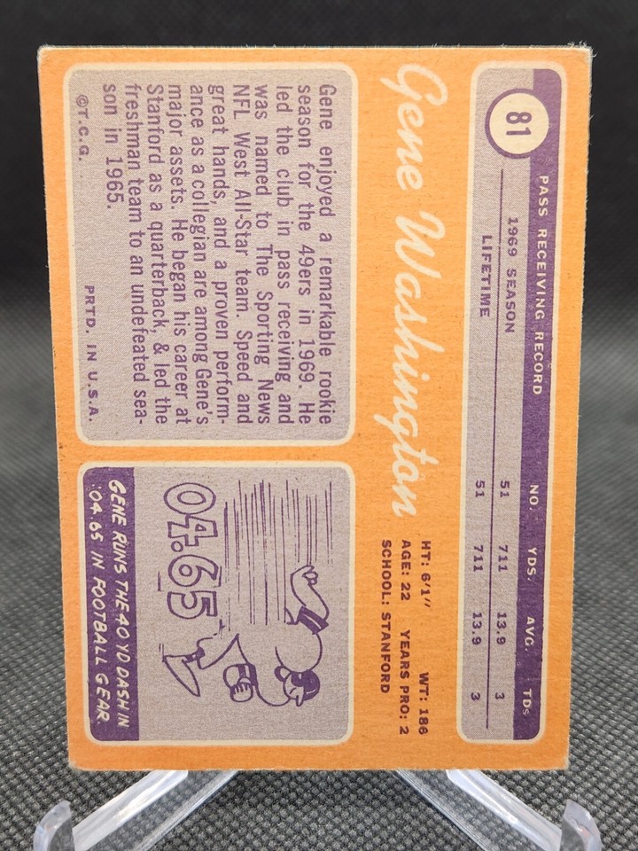 1970 Topps #81 Gene Washington RC Rookie Football Card | eBay