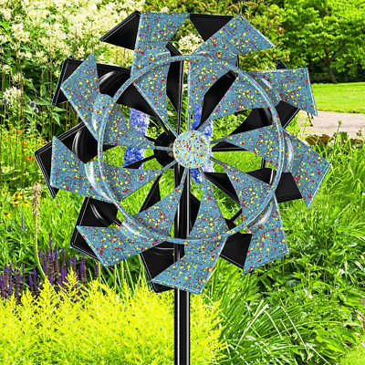 Wind Spinner Double Blade Sculpture Kinetic Metal Outdoor Garden Art ...