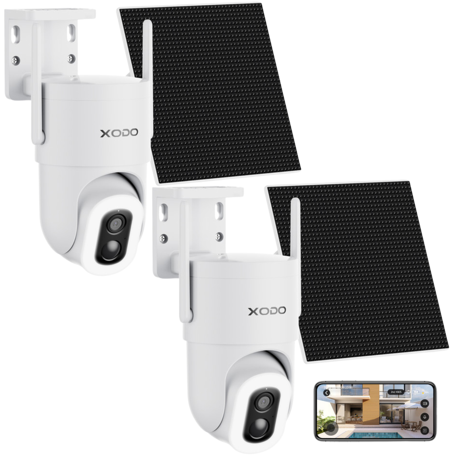 XODO E15 Solar Wireless Home Security Camera System X 2 With Motion ...