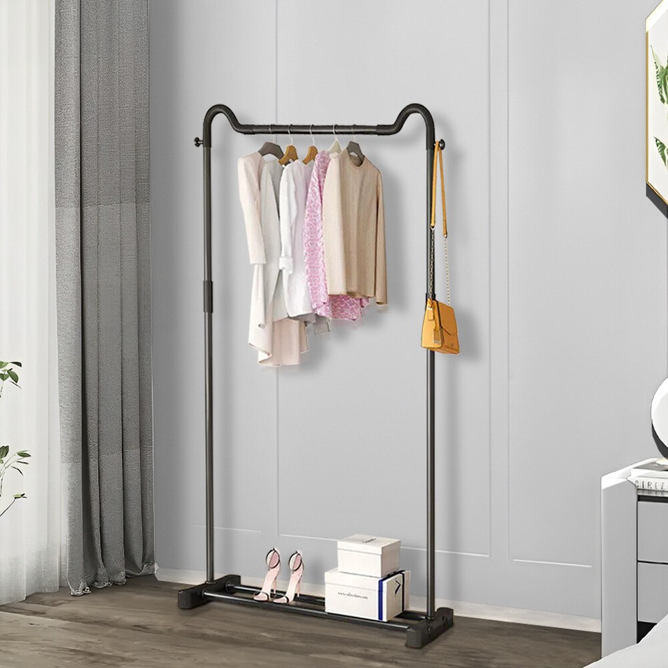 Wooden Clothes Hanging Rail Display Stand Garment Organiser Shelf Rack ...