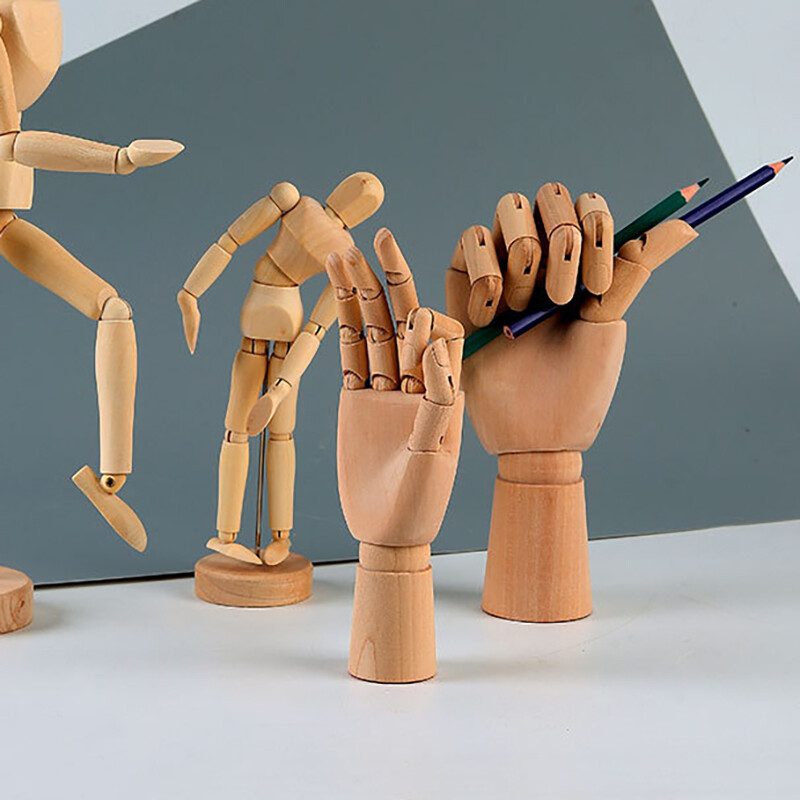 Hand Painted Wooden 12" Wooden Hand Models (2-Pack) - Articulated ...