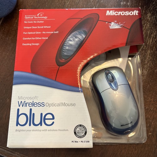 Microsoft Wireless Optical Mouse Blue K80-00004 USB PS/2 Windows Mac | eBay