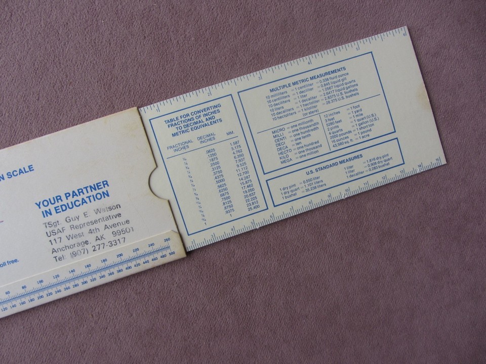 c1972 USAF METRIC Conversion Calculator Slide Rule Air Force Anchorage ...