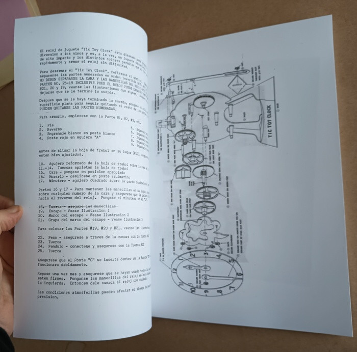 Hubley Mfr Co 1965 Tic Toy Clock English + Spanish INSTRUCTIONS (Only ...