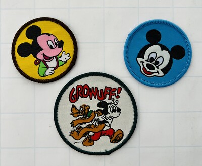 3 Disney Mickey Mouse Round Patches Sew On | eBay