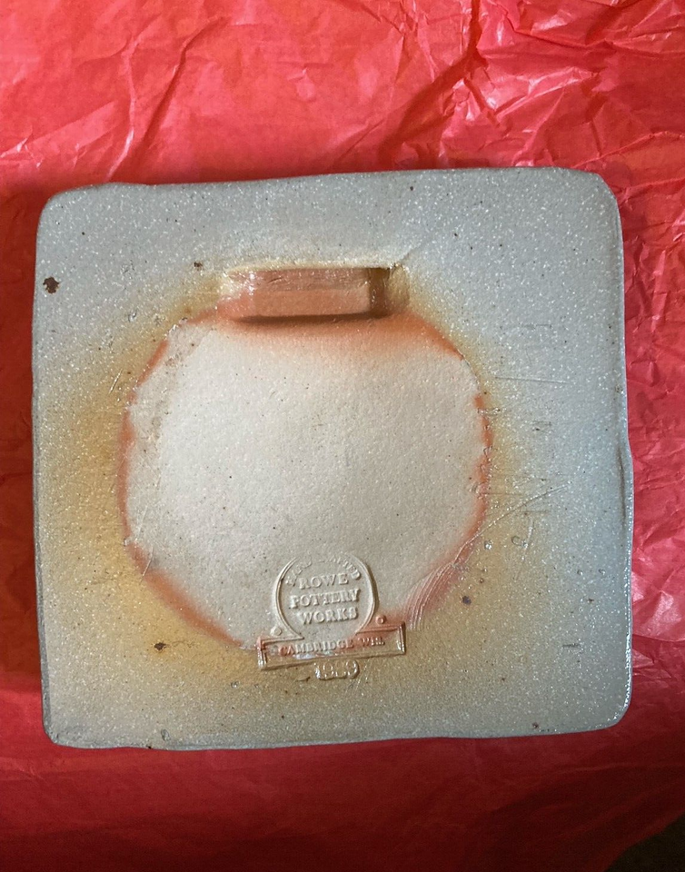 ROWE Pottery Works Tile Trivet 5"x5" Stooked Wheat Sheaves Cambridge WI ...