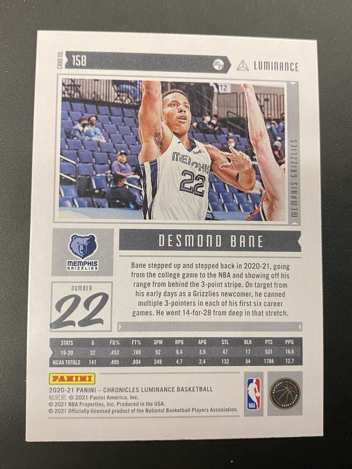 2020-21 Panini Chronicles Desmond Bane Luminance Rookie Card #158 | eBay
