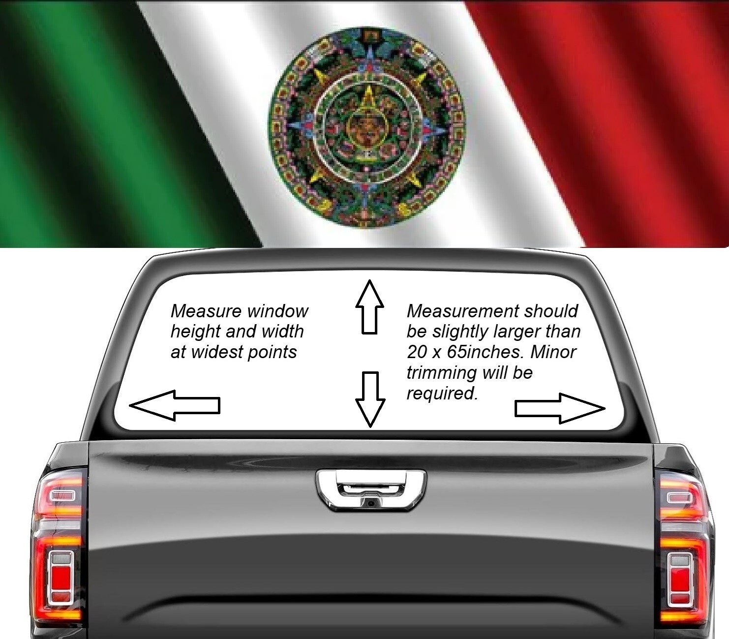 Mexico Aztec Calender Flag Rear Window Graphic Decal Truck Bandera 20 ...