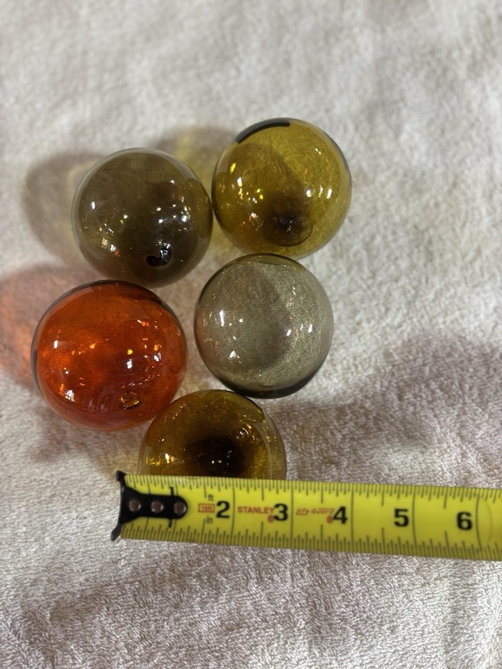 Vintage Japanese Glass Fishing Floats-5 Brown And a Rare Amber 3 Inch ...
