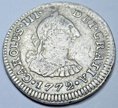 1772 Spanish Mexico Silver 1/2 Reales Genuine Antique 1700s Pirate ...