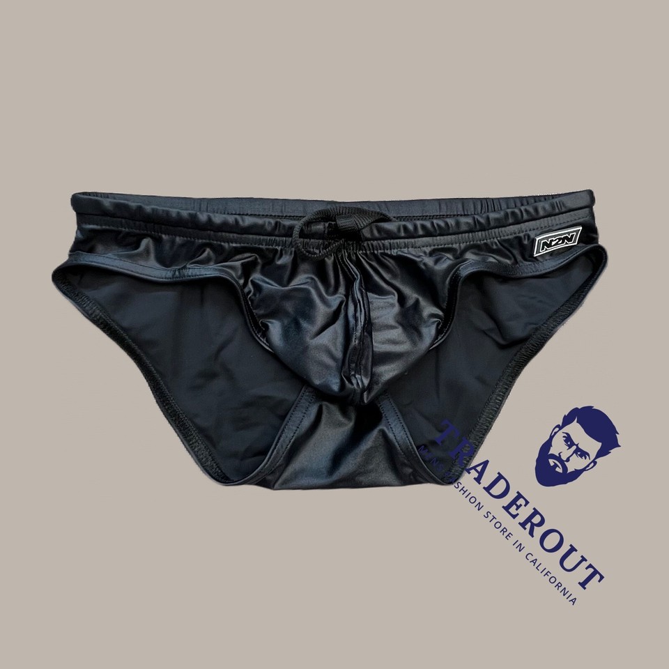 N2N Bodywear Men black extreme wet Leather-look swim bikini swimwear ...