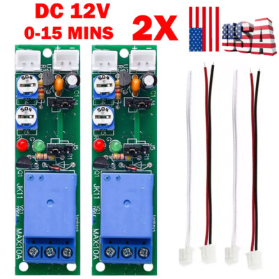 2x 12V Infinite Cycle Delay Time Timer Relay Turn ON OFF Switch Loop ...
