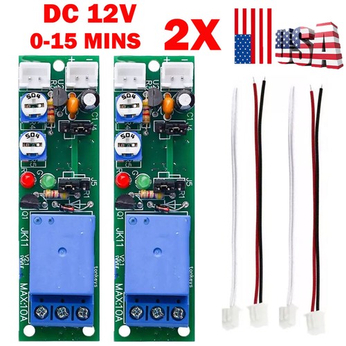 2x 12V Infinite Cycle Delay Time Timer Relay Turn ON OFF Switch Loop ...