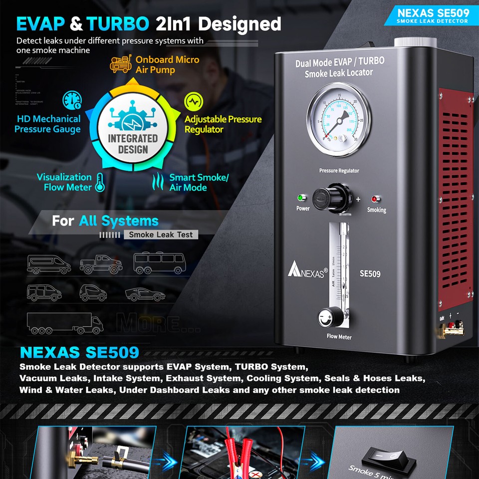 Automotive EVAP TURBO Smoke Machine Diagnostic Tool Vacuum Smoke Leak ...