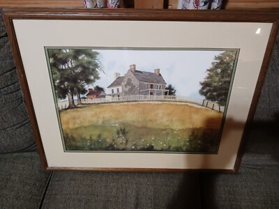 Framed Signed Linda Patrick Print 204/500 House w/ white picket fence ...