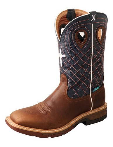 Twisted X Work Boots Men Cross WP Alloy Toe 11.5 EE Mocha Navy MXBAW01 ...