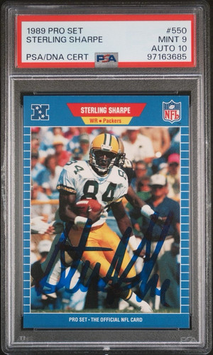 Sterling Sharpe Signed 1989 Pro Set #550 RC Rookie PSA 9 AUTO 10 ...
