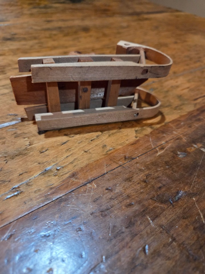 Vintage American Folk Art Handmade Sled with Ridder | eBay
