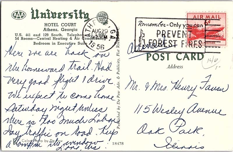 Postcard HOTEL SCENE Athens Georgia GA a/26 AI8299 | eBay