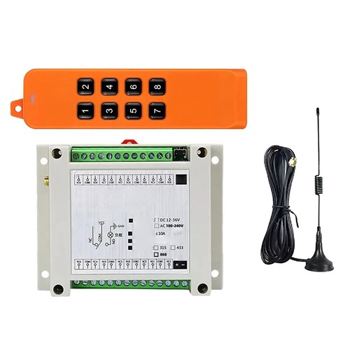 AC100 -- 240V Wireless RF Relay Module Switch 8-Channel Remote Control ...