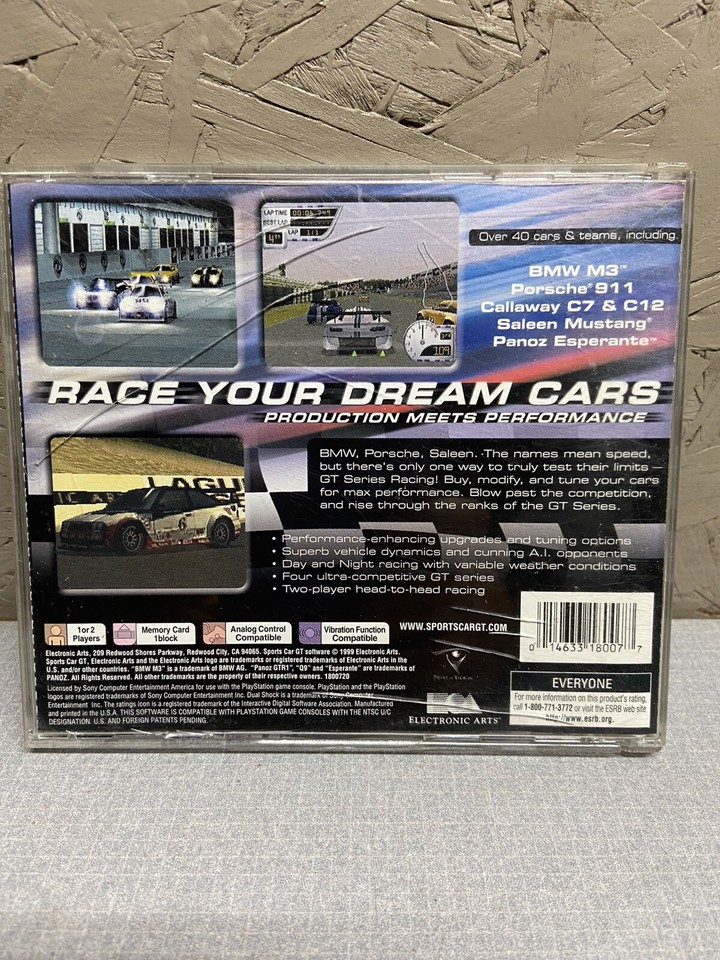 PS1 Sports Car Gt (Sony Playstation 1 ps1) Electronic Arts Complete ...