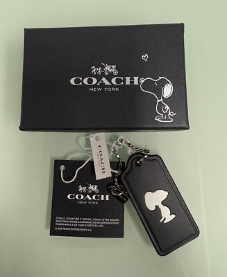 COACH PEANUTS SNOOPY BLACK KEY FOB KEYCHAIN RARE NEW WITH TAG BAG ...