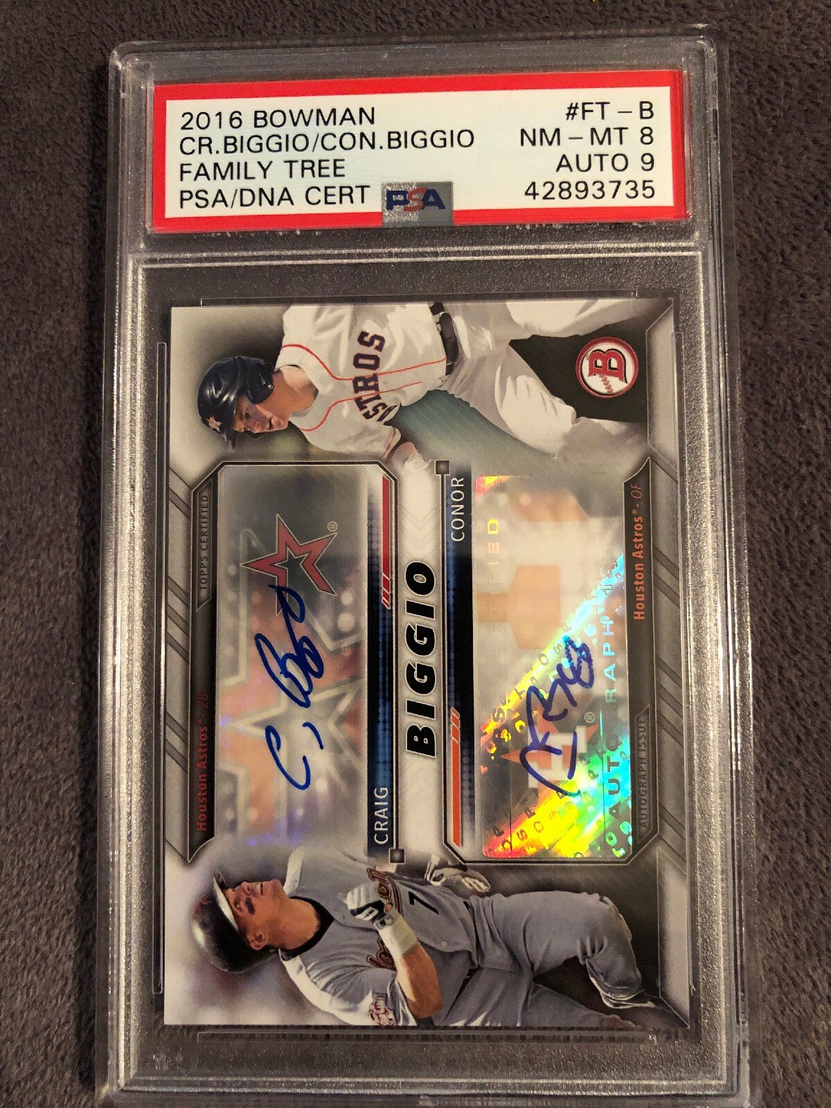 2016 Bowman Craig Biggio/Conor Biggio Family Tree Autos PSA/DNA 9💎POP 1 ...