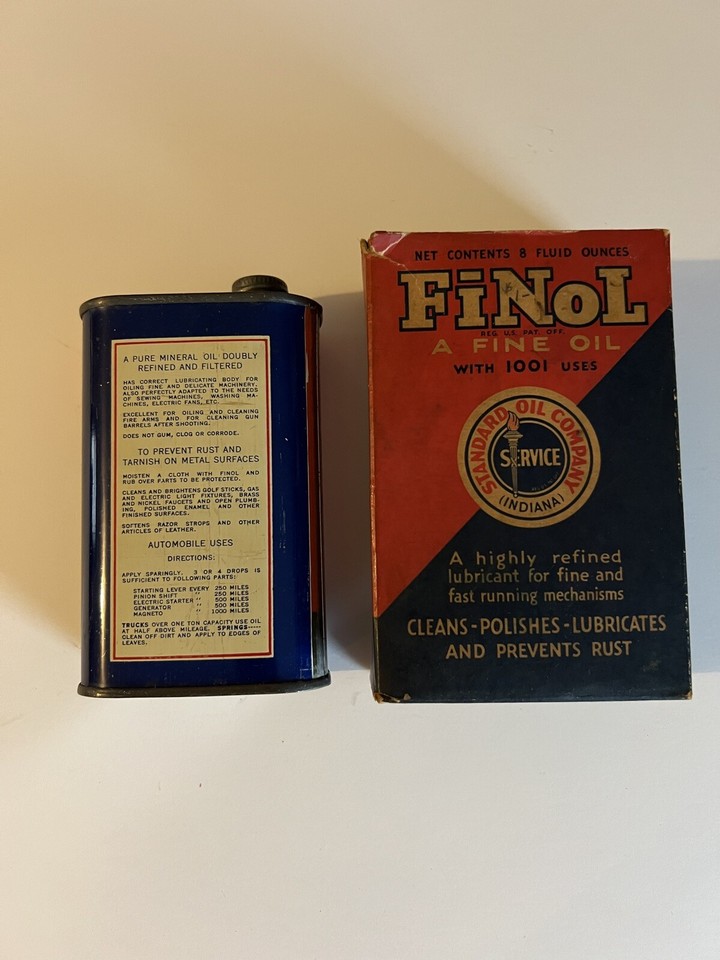 VINTAGE Rare FINOL 8oz STANDARD OIL CO HANDY OILER CAN - LEAD TOP-1930 ...