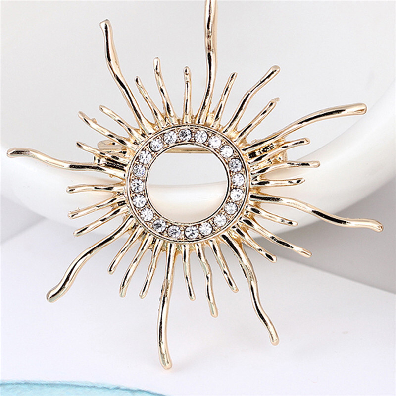 Crystal Sunflower Brooches Pin Enamel Flower Weddings Banquet Party ...
