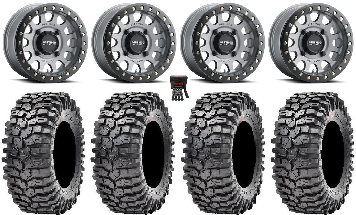 Method 401 Bdlk 14" Wheels Titanium 4+3 35" Roxxzilla Tires Ranger XP 9 ...