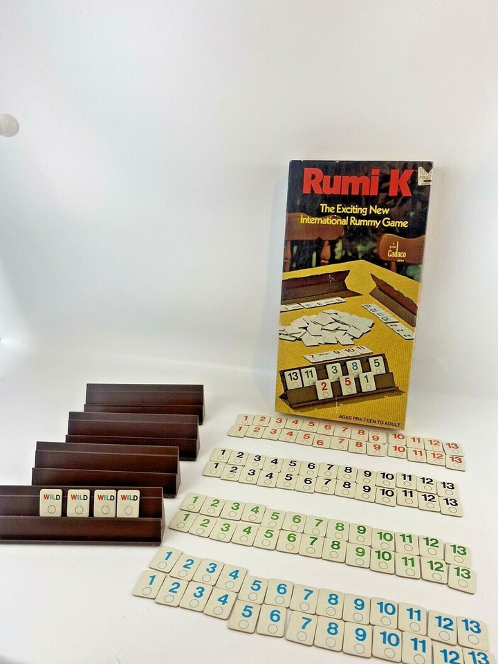 Vintage RUMI K by Cadaco Exciting Int'l Rummy Game 2 to 4 players ...