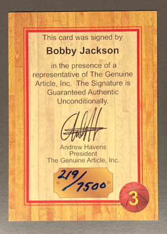 BOBBY JACKSON 1997 Genuine Article signature series 219/1500 | eBay