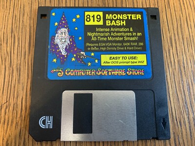 MONSTER BASH GAME PC MS-DOS COMPUTER 3.5" INCH FLOPPY DISK(S) EXC COND ...