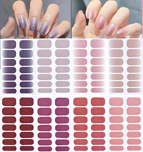 112 Pieces Nail Polish Sticker Full Wrap Nail Strip Supplies,8 Sheets ...