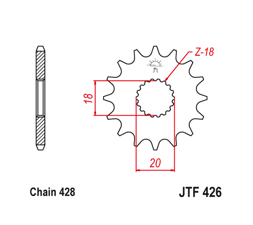 JT Front Sprocket 14 14T Tooth ALT125 LT125 83-87 DR100 SP100 DR125 ...