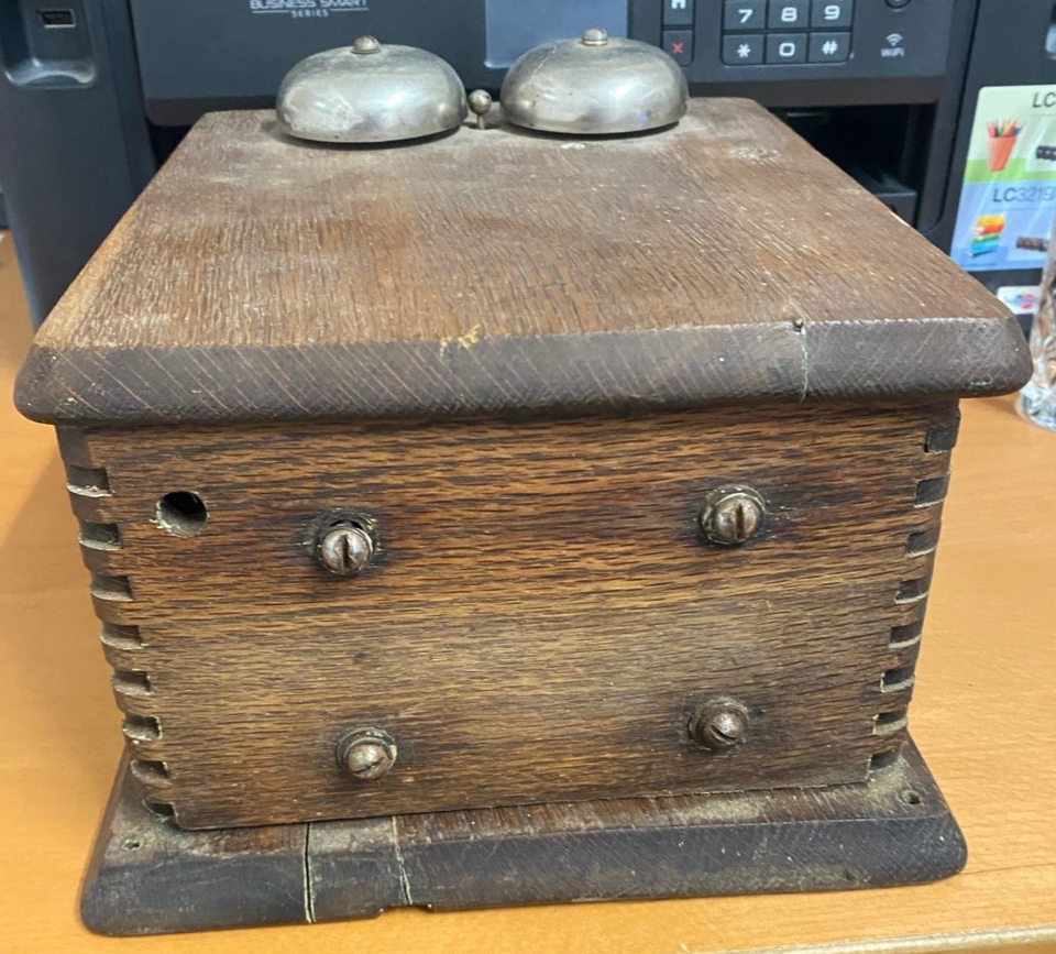 Antique/ Vintage Oak Telephone Ringer Box Crank Box | eBay UK