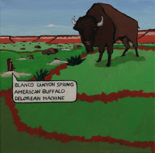 Art Original Small Painting Bison Buffalo prairie dog cartoon Hilton ...