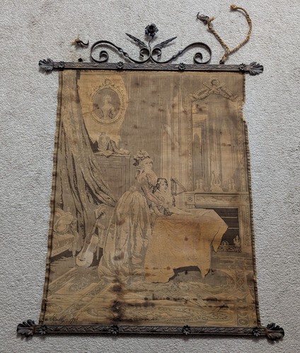 Boilly 1791 wall hanging tapestry French w/ ornate metal Rod hanger ...
