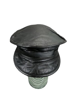 Vintage BICK Leather Cabbie Newsie Black Cap Hat USA Winchester NH ...