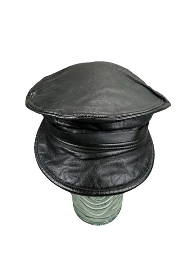 Vintage BICK Leather Cabbie Newsie Black Cap Hat USA Winchester NH ...