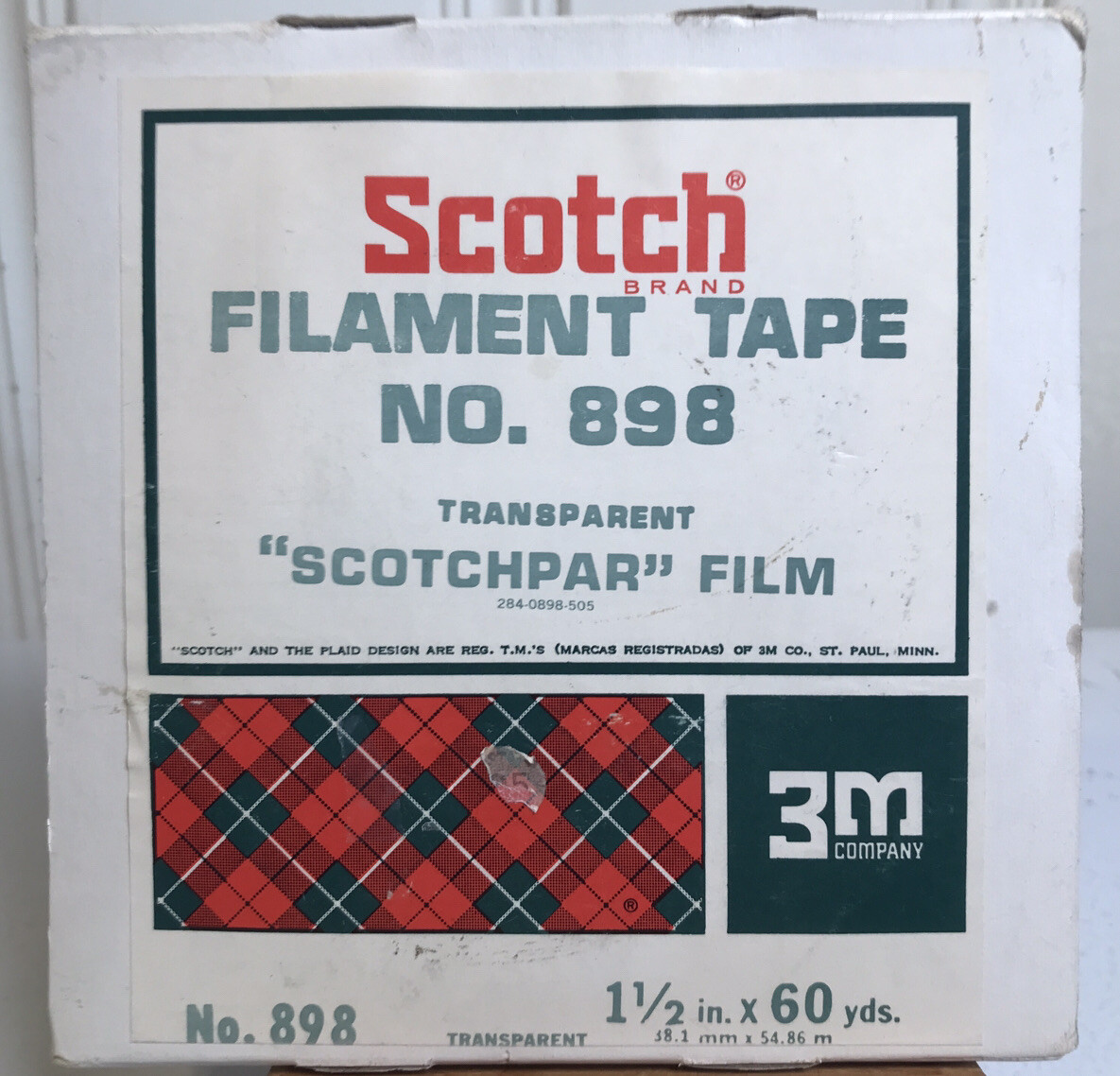 Scotch 3M 898 Filament Tape High Performance 1 1 /2" x 60 yd NEW Sealed ...
