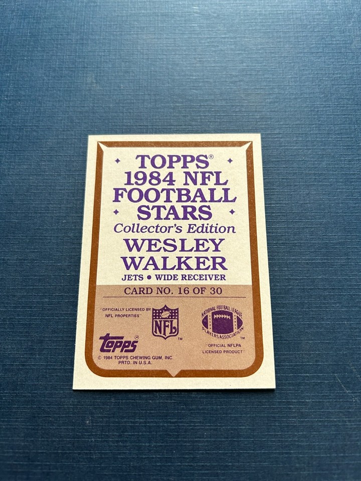 1984 Topps Football NFL Stars Collector's Edition Wesley Walker #16 NM ...