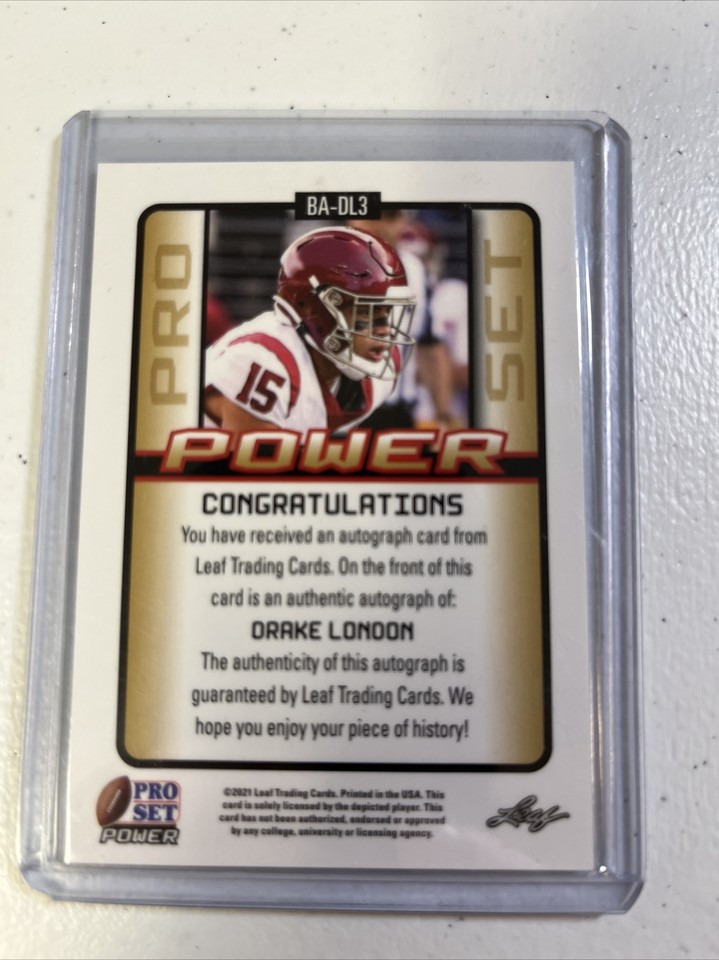 Drake London 2021 Leaf Pro Set Power RC Auto Atlanta Falcons #BA-DL3 | eBay