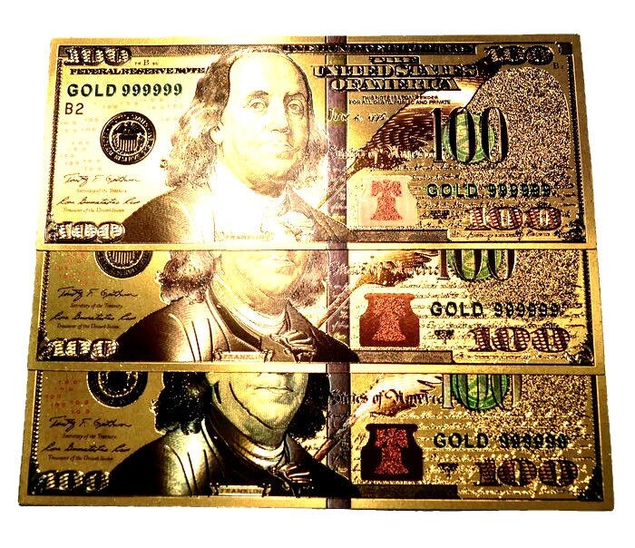 NEW STYLE 999999 24K GOLD $100 BILL US BANKNOTE IN PROTECTIVE SLEEVE | eBay